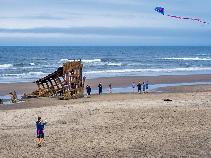 Did someone order a shipwreck with a side of family memories? Visitors gather to marvel at this accessible piece of maritime history.