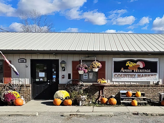 Wagon wheels and colorful chairs &ndash; Amish Heritage Market blends tradition with just the right touch of whimsy.