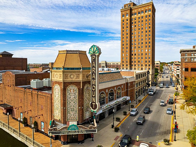 The Paramount Theatre's vertical sign stands as Aurora's cultural beacon. This art deco masterpiece delivers Broadway-quality shows without the Manhattan prices.