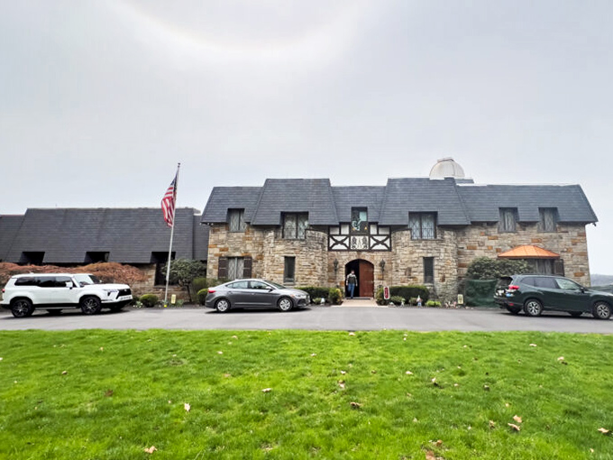 The Bayernhof Museum's stone castle exterior promises old-world grandeur. Like European royalty decided to vacation in Pennsylvania!
