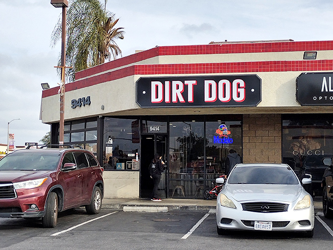 Dirt Dog's sleek exterior might look modern, but their bacon-wrapped creations honor Los Angeles street food traditions with style.