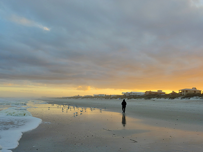 Golden hour at Fernandina Beach &ndash; where solitary walks along the shore become memories that last a lifetime.