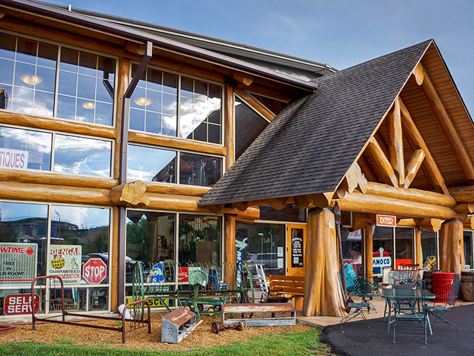 Grumpy's impressive log structure stands like a sentinel of the past. Nothing grumpy about this architectural beauty!