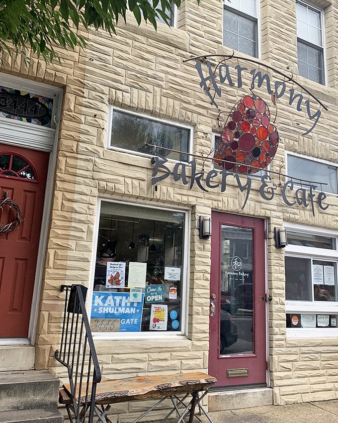 Harmony Bakery's stone exterior exudes Baltimore charm. Behind that door, gluten-free dreams come true without compromise.