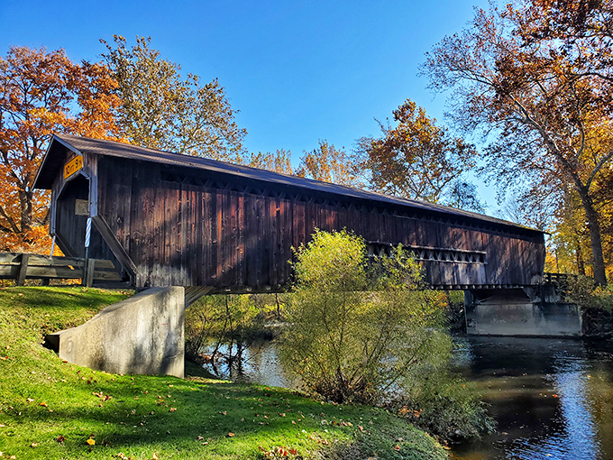 Weathered gray timber speaks of countless crossings and changing seasons. Rustic charm without even trying.