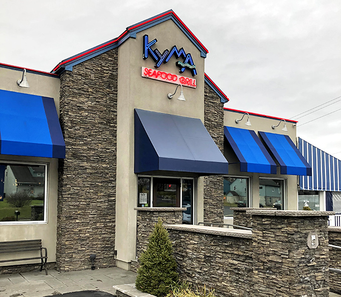 Kyma's stone and blue exterior hints at Mediterranean treasures waiting inside &ndash; spoiler: they deliver.