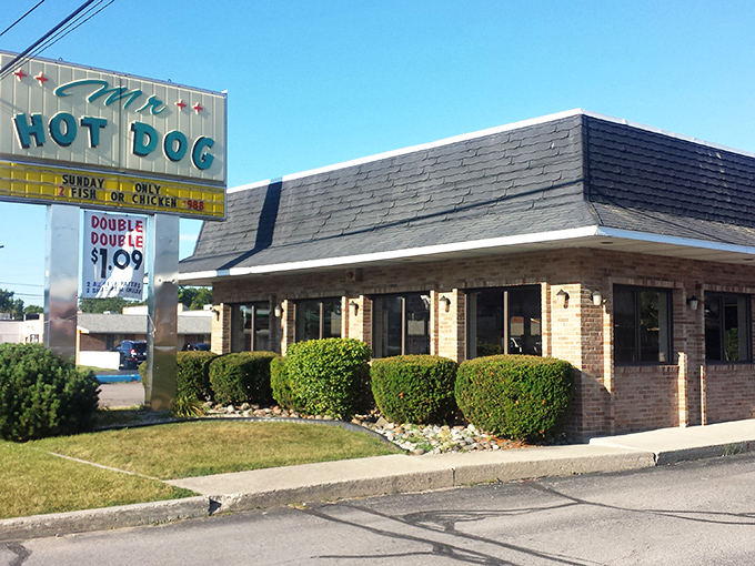 Mr. Hot Dog's brick exterior promises substance over flash - the strong, silent type of dining.