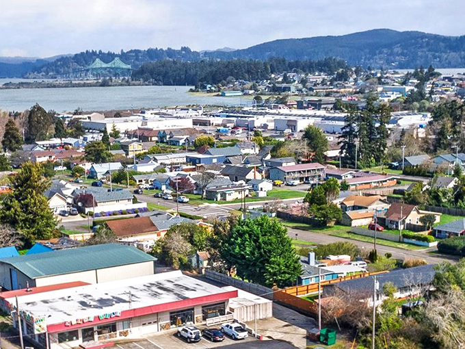 "Rooftops meet the bay! North Bend spreads its residential charm right up to where the water begins its journey to forever."