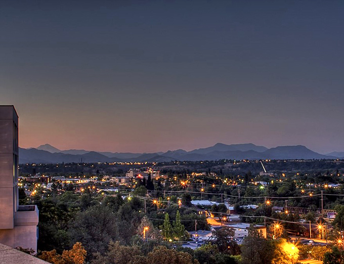The magic hour in Redding – when the mountains turn purple and your Social Security check suddenly feels more than adequate.