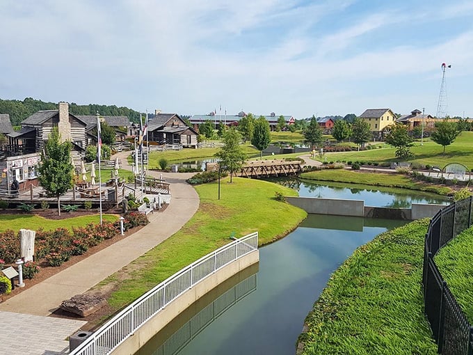 A peaceful waterway winds through Union City's community spaces, offering residents natural beauty without the high cost of living.