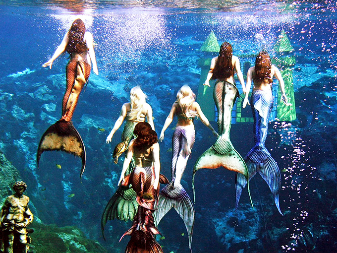 Real mermaids performing underwater ballet makes every pool party look absolutely ordinary.