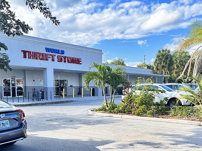 World Thrift's sprawling storefront hints at the vast universe of bargains contained within those white walls.