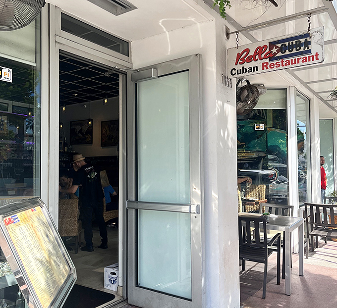 Clean lines and outdoor seating make this Cuban spot a welcoming oasis for both beach-goers and locals alike.