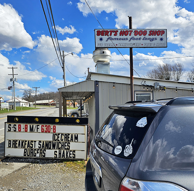The sign promises "Famous Foot Longs," and that little roadside shack delivers big on that promise.