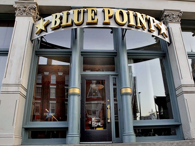 This elegant corner building might look serious from the outside, but inside it's all about the joy of perfectly shucked oysters and champagne bubbles.