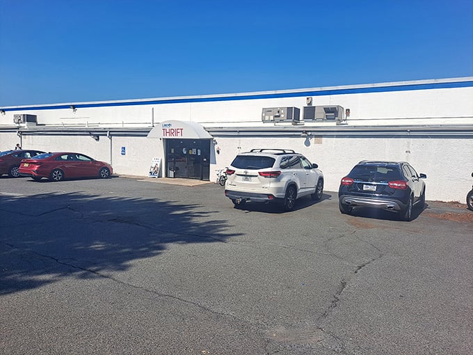 The blue accent wall adds a touch of style to this Montgomeryville thrift destination.