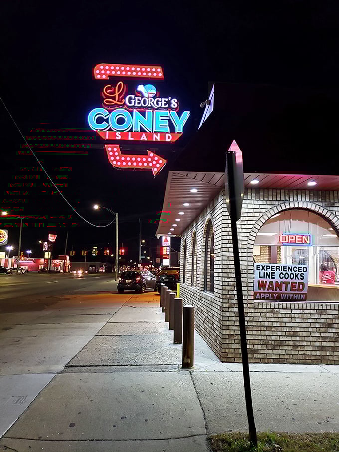 When that neon sign glows after dark, it's like a bat signal for coney lovers across the Motor City.