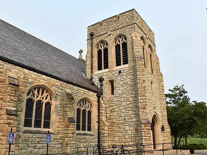 Stone walls and Gothic windows make this church a photographer's dream. Spirituality meets architectural splendor in this historic sanctuary.
