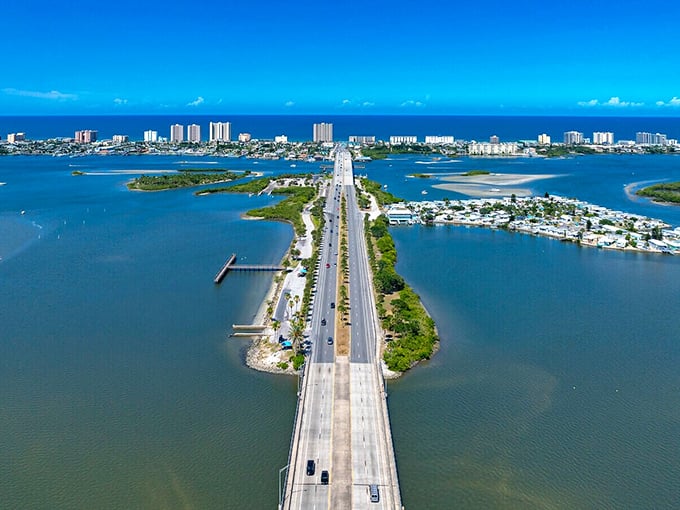Port Orange stretches between mainland and barrier island, connected by bridges and perfect Florida skies.