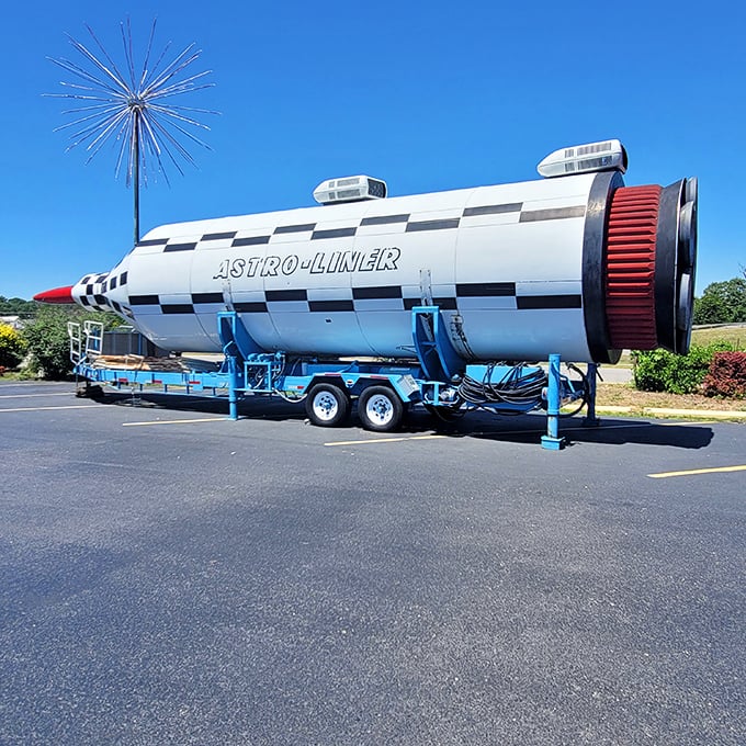 The ASTRO-LINER rocket ship installation proves that in Uranus, space exploration takes on a whole new meaning&mdash;and provides another irresistible photo opportunity.