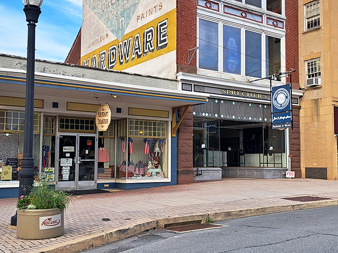 Downtown storefronts preserve the vintage character that big-box retailers can only dream of imitating—complete with that impossible-to-fake patina of time.