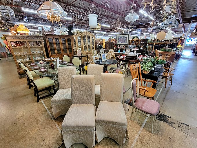 The chandelier district is now in session! From elegant dining chairs to glass cabinets, this aisle offers more options than a wedding registry.