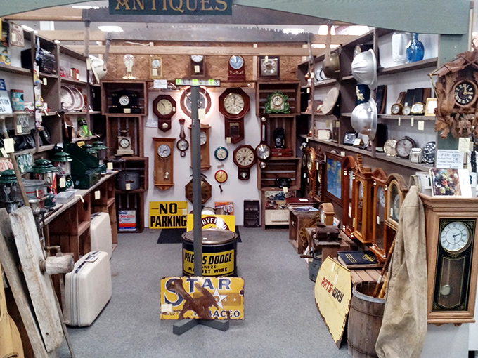 Clock collectors, beware! You'll enter this booth checking the time on your phone and leave with three new timepieces under your arm.