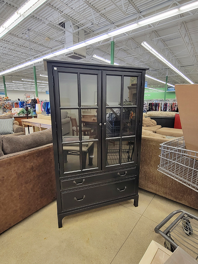 This elegant black cabinet could easily command hundreds at an antique store, but here it waits patiently for its new home.