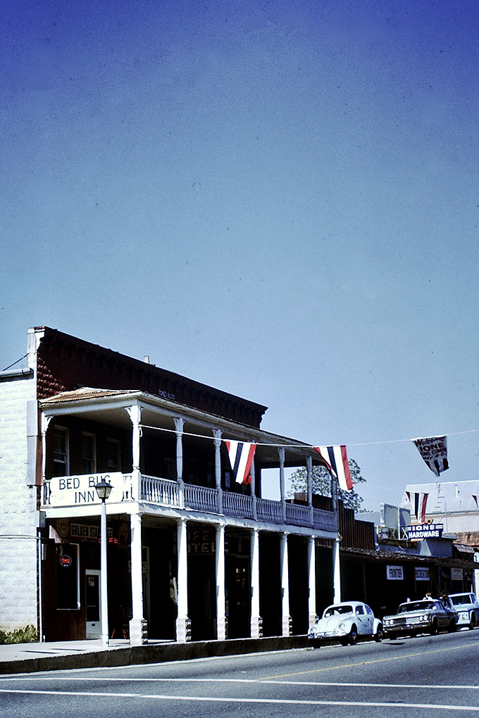 The Bed Bug Inn's balconied facade recalls an era when stagecoaches, not Teslas, brought visitors to experience Ione's particular brand of Gold Country hospitality.