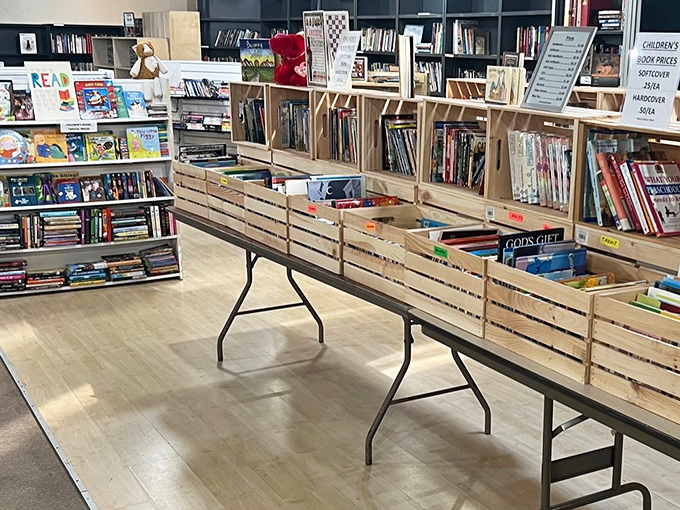 Books sorted with library precision, where literary adventures cost less than your morning coffee and last infinitely longer.