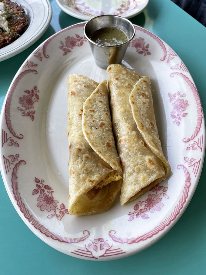 Breakfast burritos: the original edible sleeping bag for your favorite morning ingredients. These are rolled with obvious care and expertise.