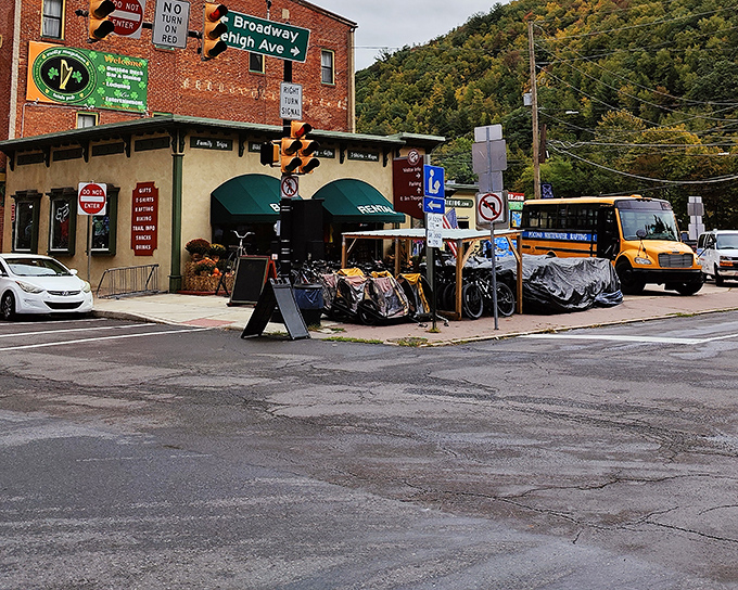 The bike rental shop hints at Jim Thorpe's second life as an outdoor recreation hub &ndash; work up an appetite before rewarding yourself at Stone Row.