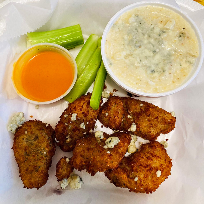 These golden-fried buffalo oysters with blue cheese crumbles aren't just appetizers&mdash;they're conversation starters that might just steal the whole show.