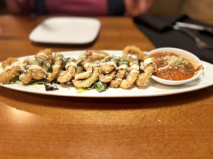 Calamari that's traveled a long way from the ocean to reach perfection on your plate. Crispy, tender, and ready for its close-up.