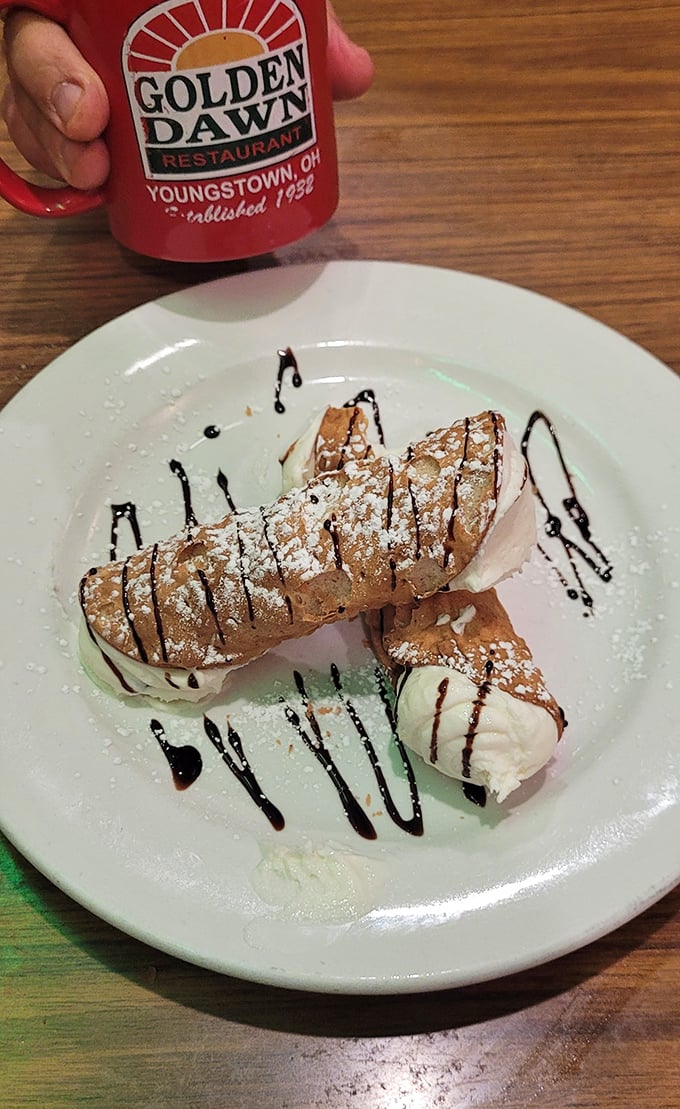 These cannolis aren't just dessert, they're an exclamation point at the end of a meal&mdash;crisp shells, sweet filling, chocolate drizzle.