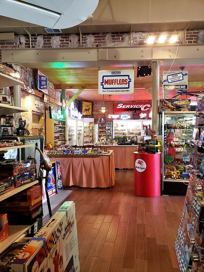 The Mobil Pegasus watches over a kingdom of vintage advertising. These signs once guided hungry travelers to their next meal or fill-up.