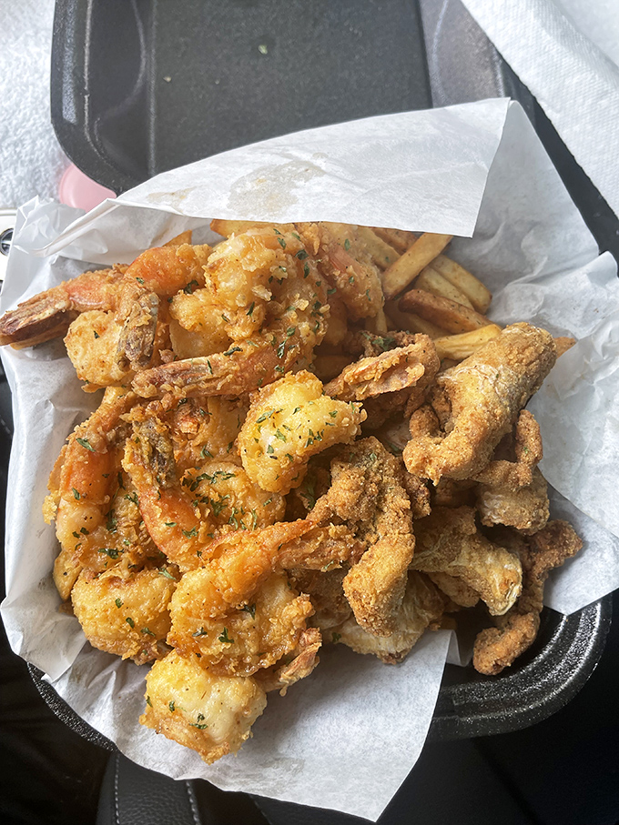 When seafood and frying oil meet, they create a romance more compelling than any reality TV show. Crispy, golden, and utterly irresistible.