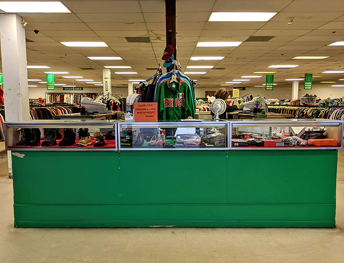 Green counters serve as command central for this operation, where treasures are tallied and bargain victories are officially declared.