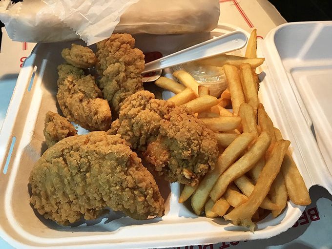 Chicken tenders and fries&mdash;the comfort food combo that transcends age, proving that sometimes the simplest pleasures are the most satisfying.