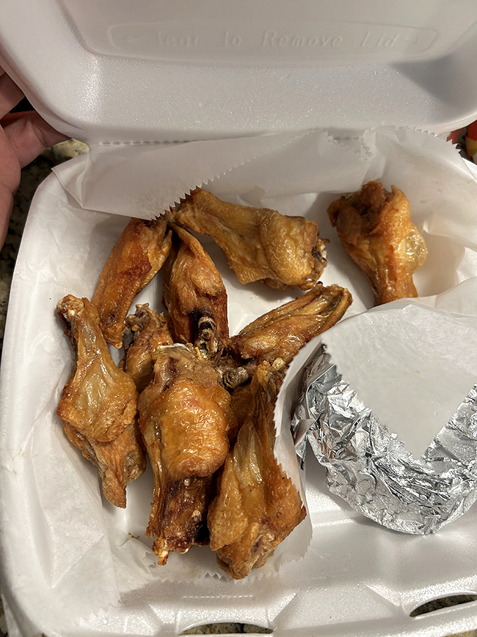 Wings so perfectly golden they look like they've been working on their tan at the Jersey Shore all summer.