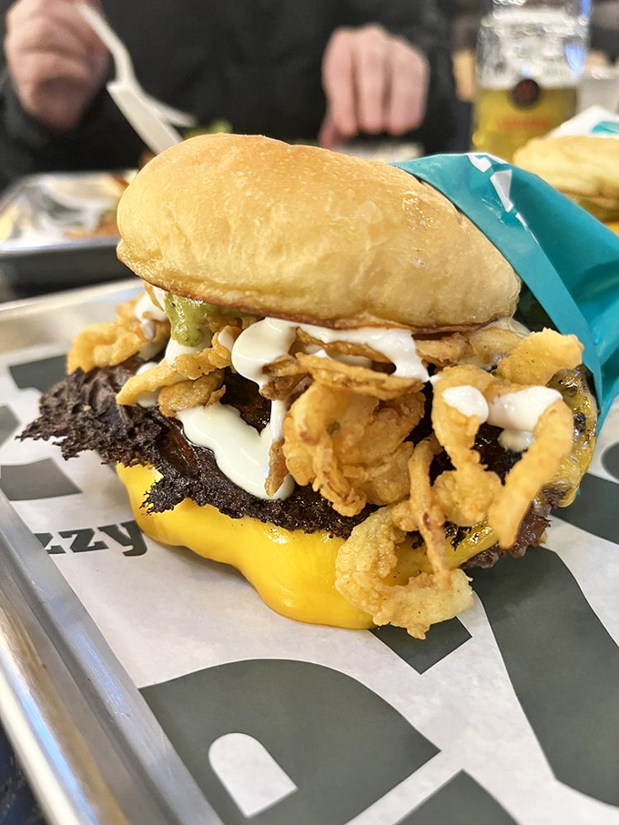 The Chili Relleno Burger breaks all the rules in the best possible way&mdash;crispy onions and poblano peppers creating flavor fireworks.
