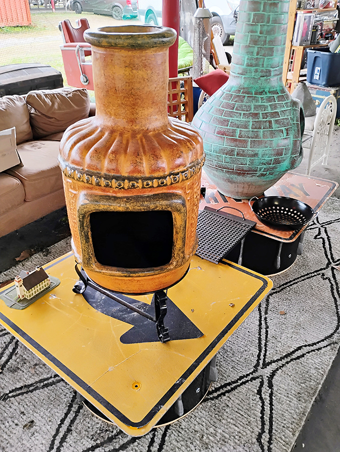 This terracotta chiminea isn't just outdoor decor &ndash; it's an invitation to gather friends around flickering flames on cool Florida evenings.