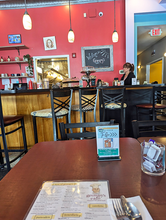 The counter offers front-row seats to the breakfast theater, where coffee flows and orders fly in a choreographed morning dance.