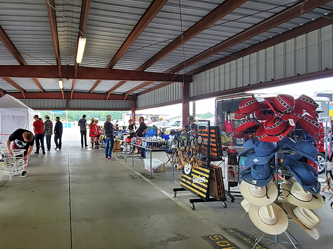 The covered outdoor section offers the best of both worlds&mdash;fresh air and protection from the elements, plus merchandise too large for indoor spaces.