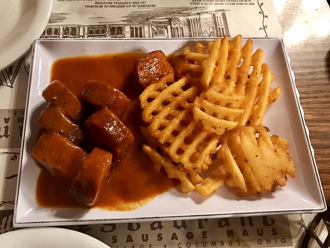 Currywurst brings Berlin street food magic to Columbus with perfectly seasoned sausage and sauce.