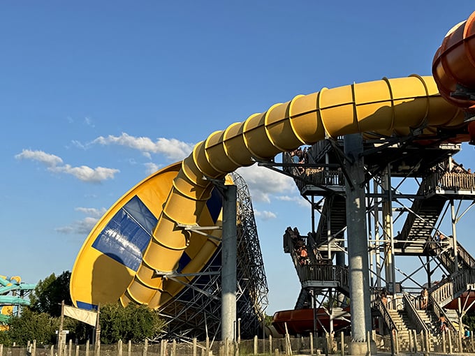 This towering water slide might make your knees wobble, but it represents the accessible adventures waiting just beyond Ada's peaceful borders.