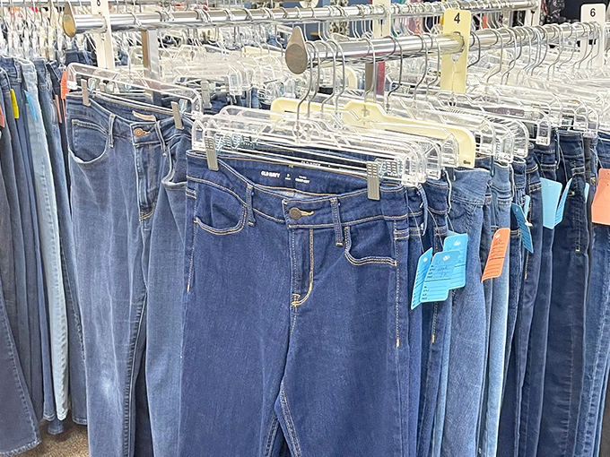 The jeans section is organized better than most people's closets. Finding your size is less treasure hunt, more "grab and go."