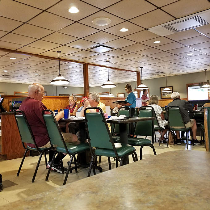 Where locals gather to trade town gossip and appreciate the finer points of meatloaf. Some of these folks have probably been sitting in the same spots since the Carter administration.