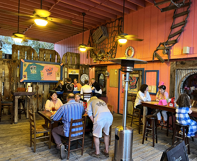 Where strangers become friends over cold drinks and hot food. The Lazy Flamingo's communal atmosphere is part of the secret recipe.