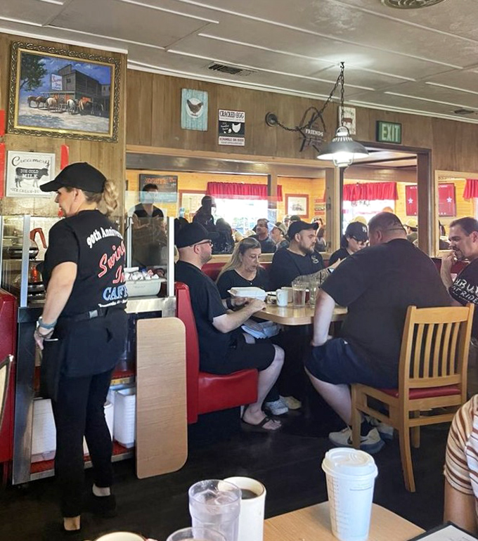 The bustling dining room where calories don't count and conversations flow as freely as the coffee refills.
